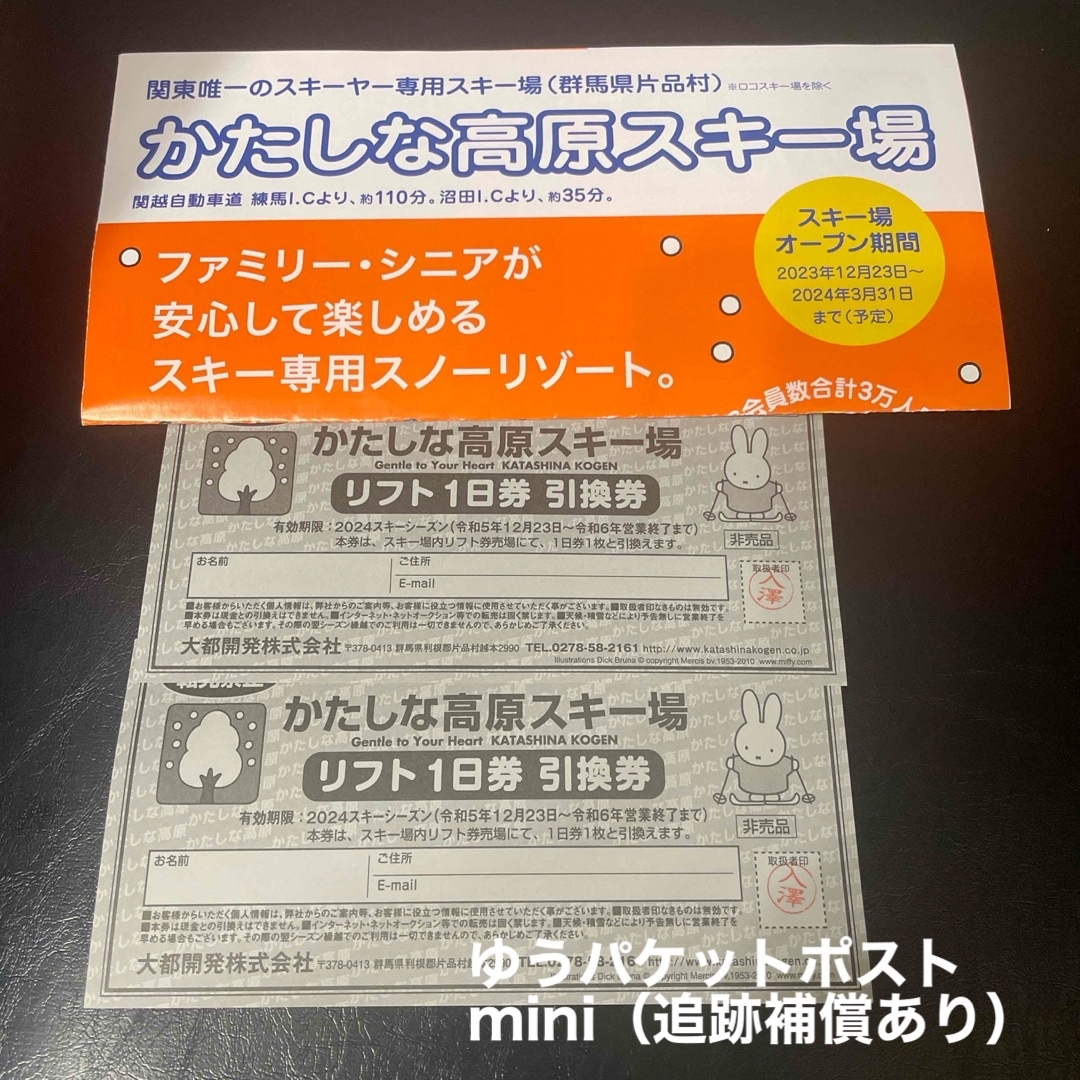 かたしな高原スキー場リフト1日券引換券 グロウゼルト かたしな高原スキー場リフト1日券引換券 グロウゼルト
