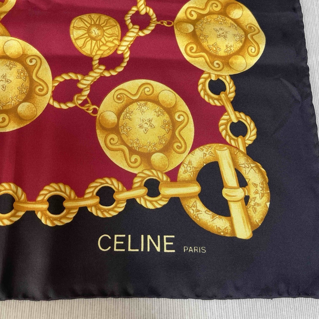 CELINE セリーヌ ロゴ スカーフ シルク レディース 中古 CELINE セリーヌ ロゴ スカーフ シルク レディース 中古