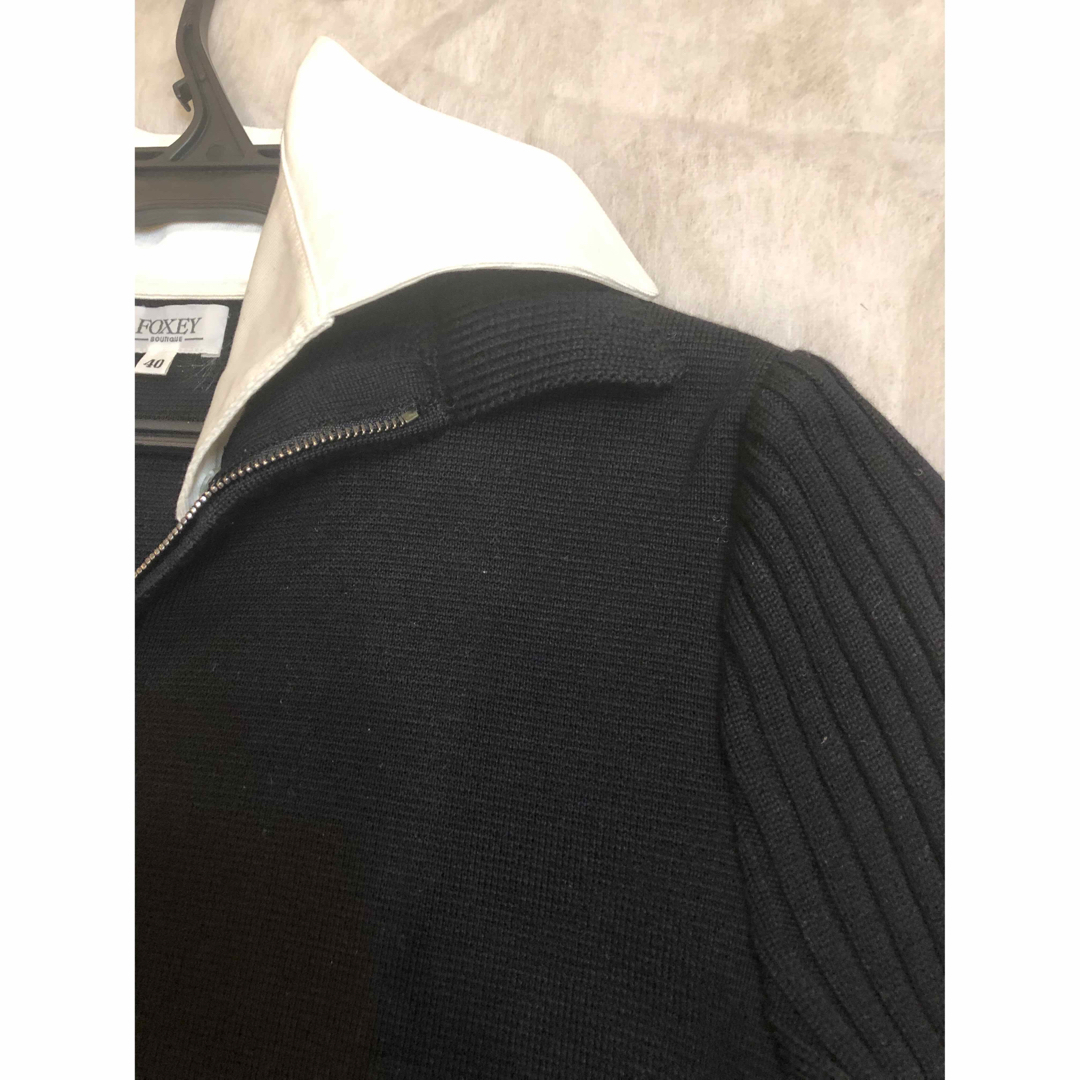 FOXEY BOUTIQUE - 極美品 フォクシー白襟付き 長袖ウールの FOXEY BOUTIQUE - 極美品 フォクシー白襟付き 長袖ウールの