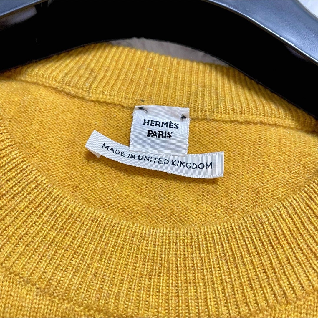 英国製 HERMES エルメス カシミヤ 100% クルーネック ニット 半袖 英国製 HERMES エルメス カシミヤ 100% クルーネック ニット 半袖