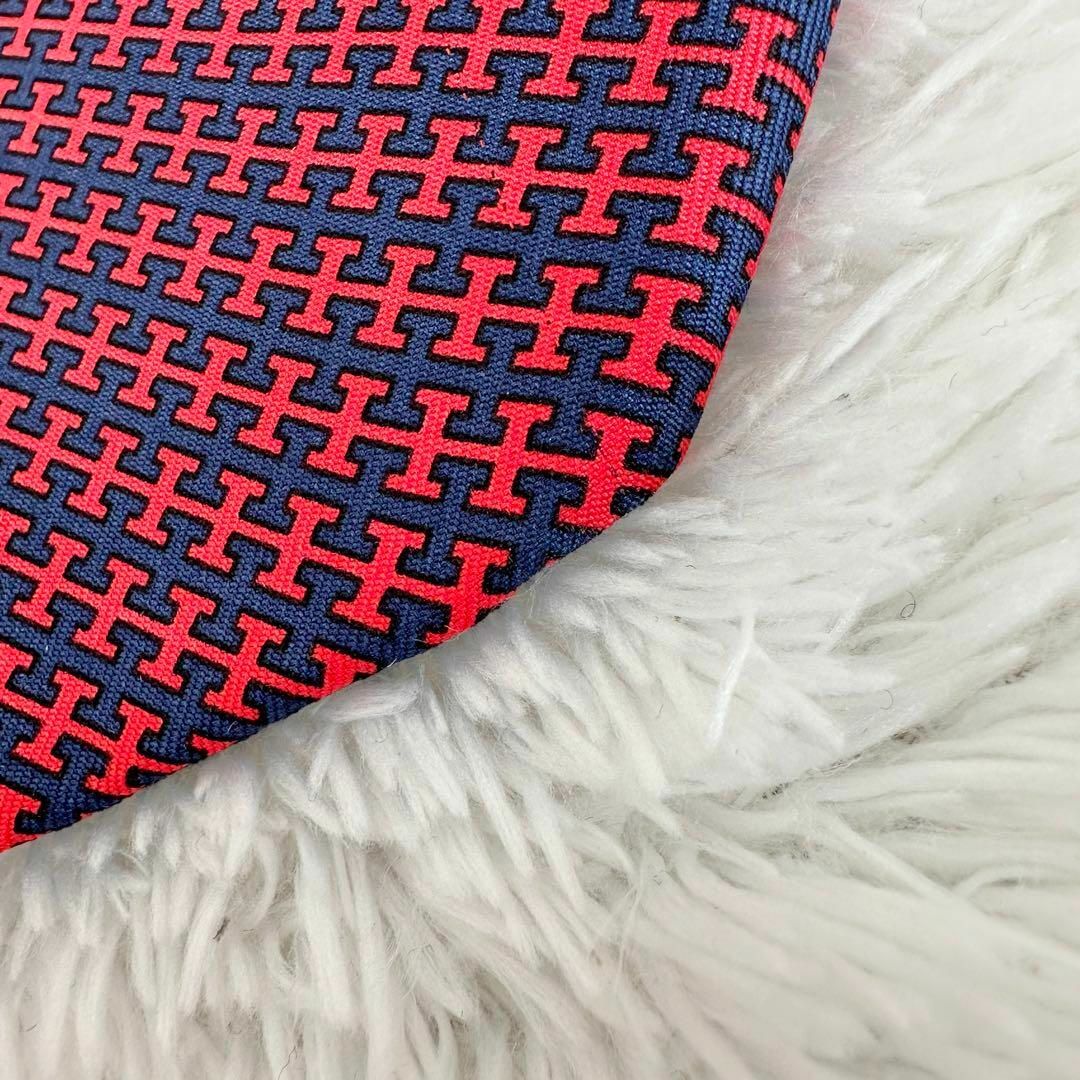 美品】エルメス ネクタイ ネイビー レッド H柄 ハイブランド 美品】エルメス ネクタイ ネイビー レッド H柄 ハイブランド