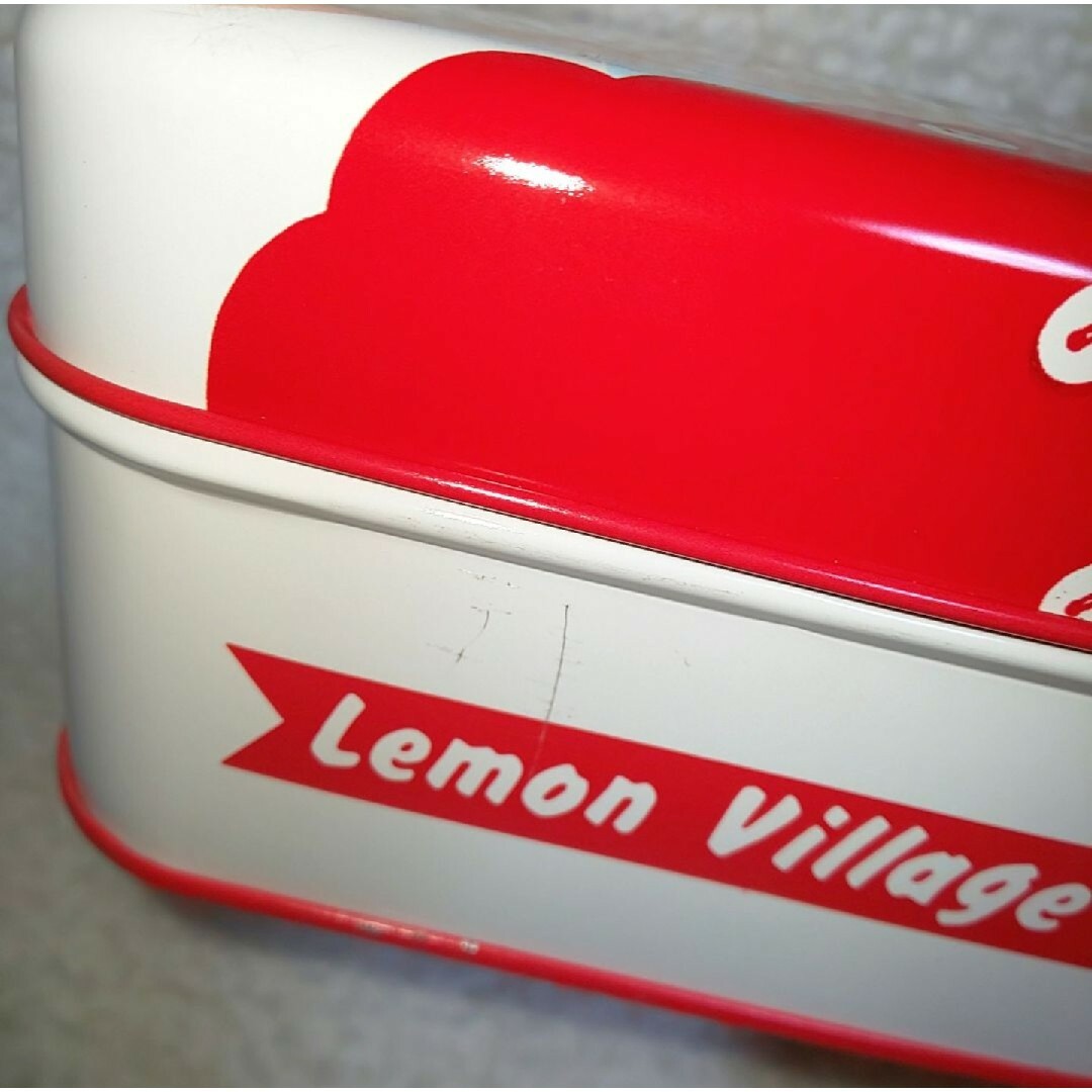 レモンビレッジ Lemon Village 缶BOX 白【希少・昭和レトロ】の レモンビレッジ Lemon Village 缶BOX 白【希少・昭和レトロ】の