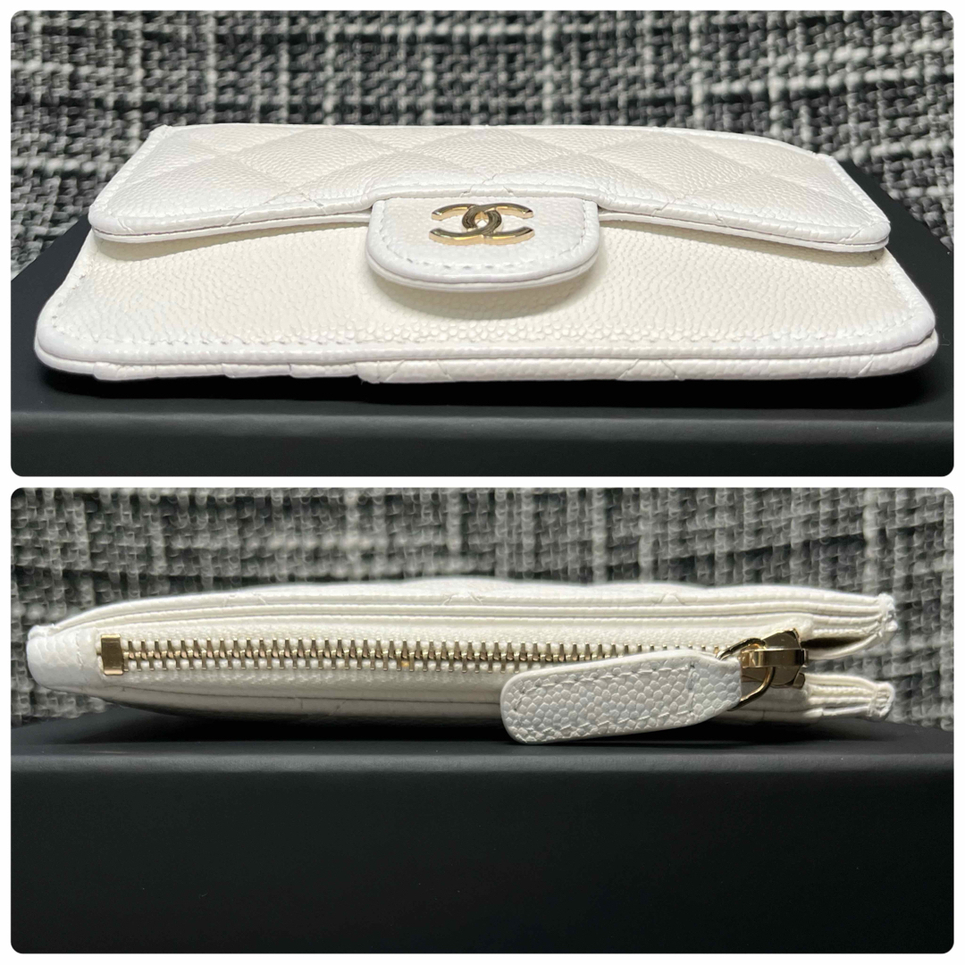 CHANEL - CHANEL フラグメントケース キャビアスキン ホワイトの CHANEL - CHANEL フラグメントケース キャビアスキン ホワイトの