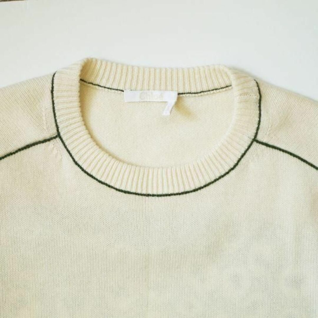 Chloe - 2021AW クロエ Chloe ニット アイボリー×カーキ シアー Chloe - 2021AW クロエ Chloe ニット アイボリー×カーキ シアー