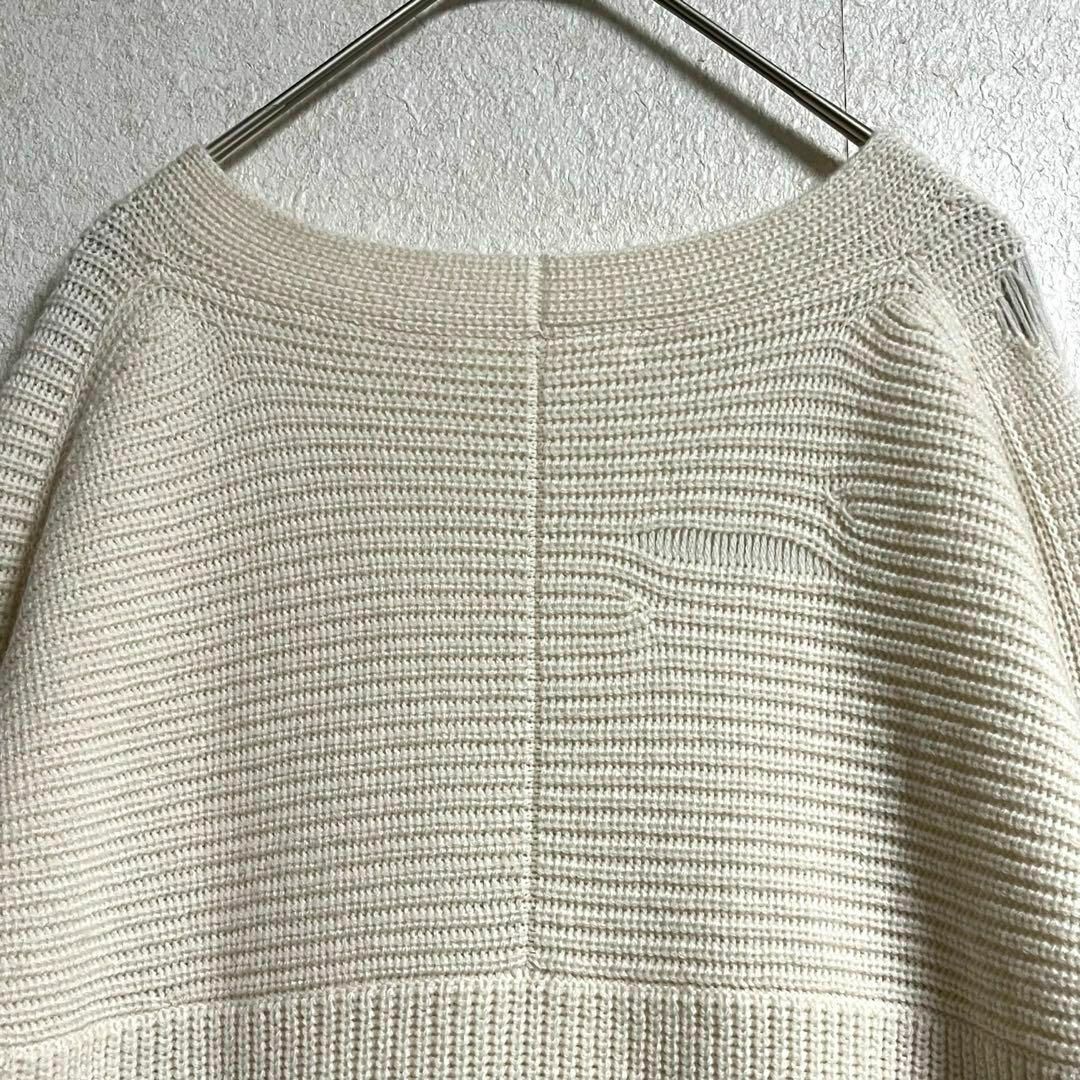 HELMUT LANG ダメージ ニット カシミア ウール Vネック XL相当 HELMUT LANG ダメージ ニット カシミア ウール Vネック XL相当
