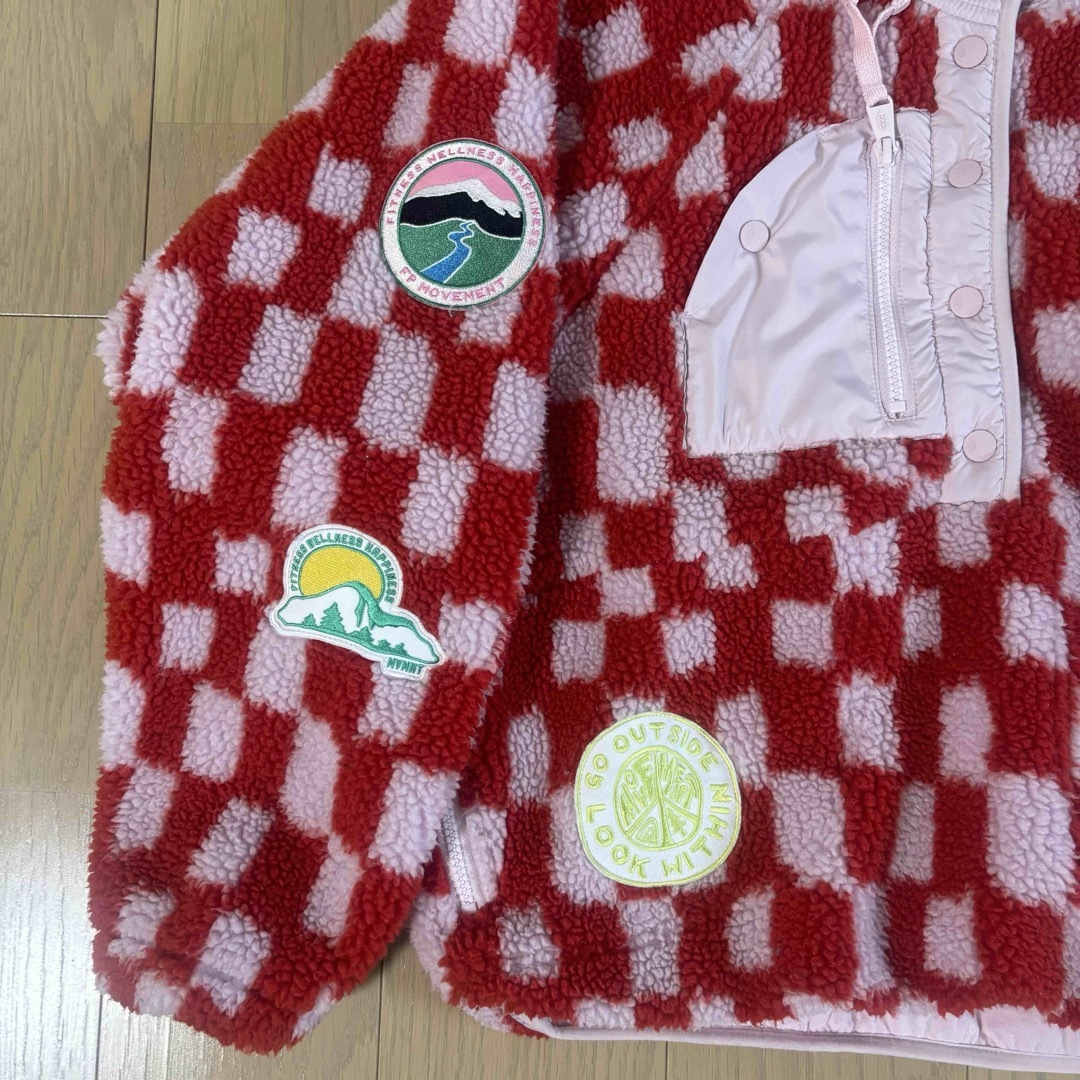 Free people fleece red pink flag checker ジャケット/アウター Free people fleece red pink flag checker ジャケット/アウター