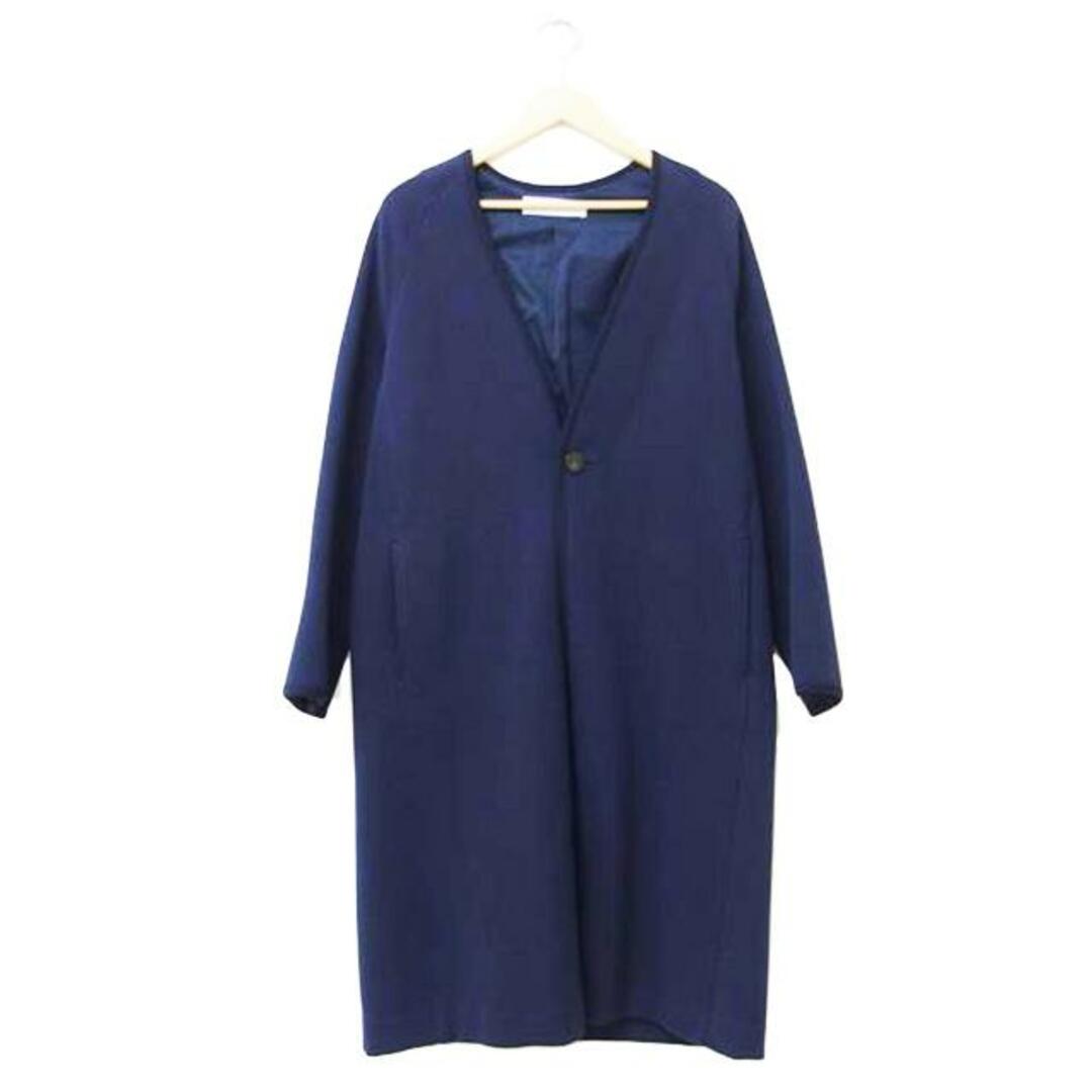 GALERIE VIE/パイピングノーカラーコート ネイビー サイズ36/23 GALERIE VIE/パイピングノーカラーコート ネイビー サイズ36/23