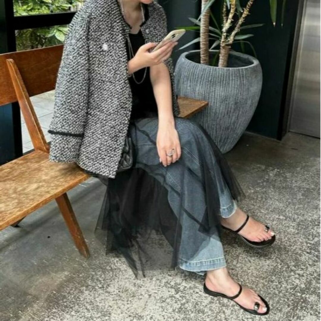 Loungedress ラウンジドレス ツイードジャケット ライトグレー Loungedress ラウンジドレス ツイードジャケット ライトグレー