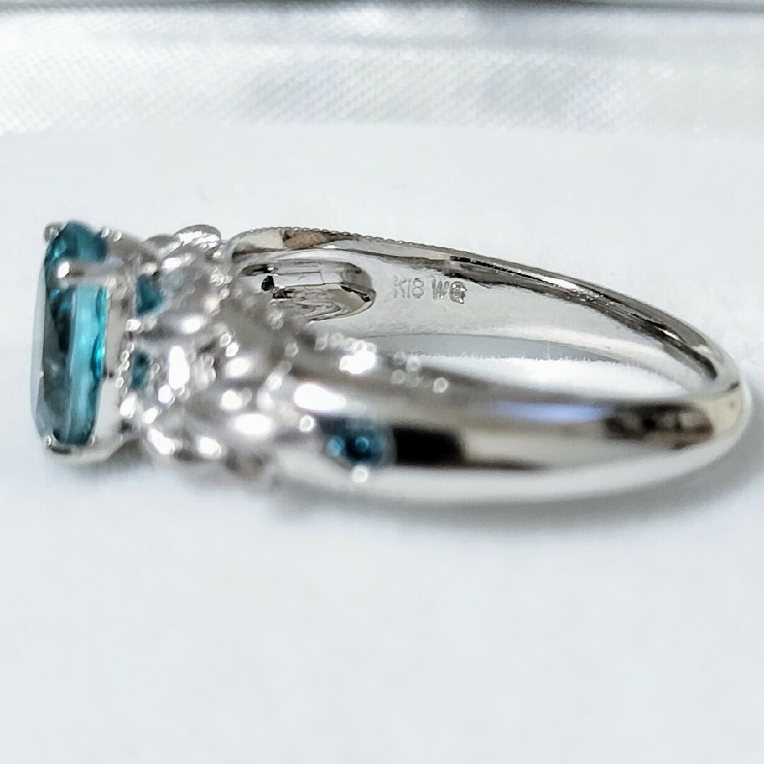 名執左結里 ダイヤモンド×ブルージルコン リング K18WG 2.317ct 名執左結里 ダイヤモンド×ブルージルコン リング K18WG 2.317ct