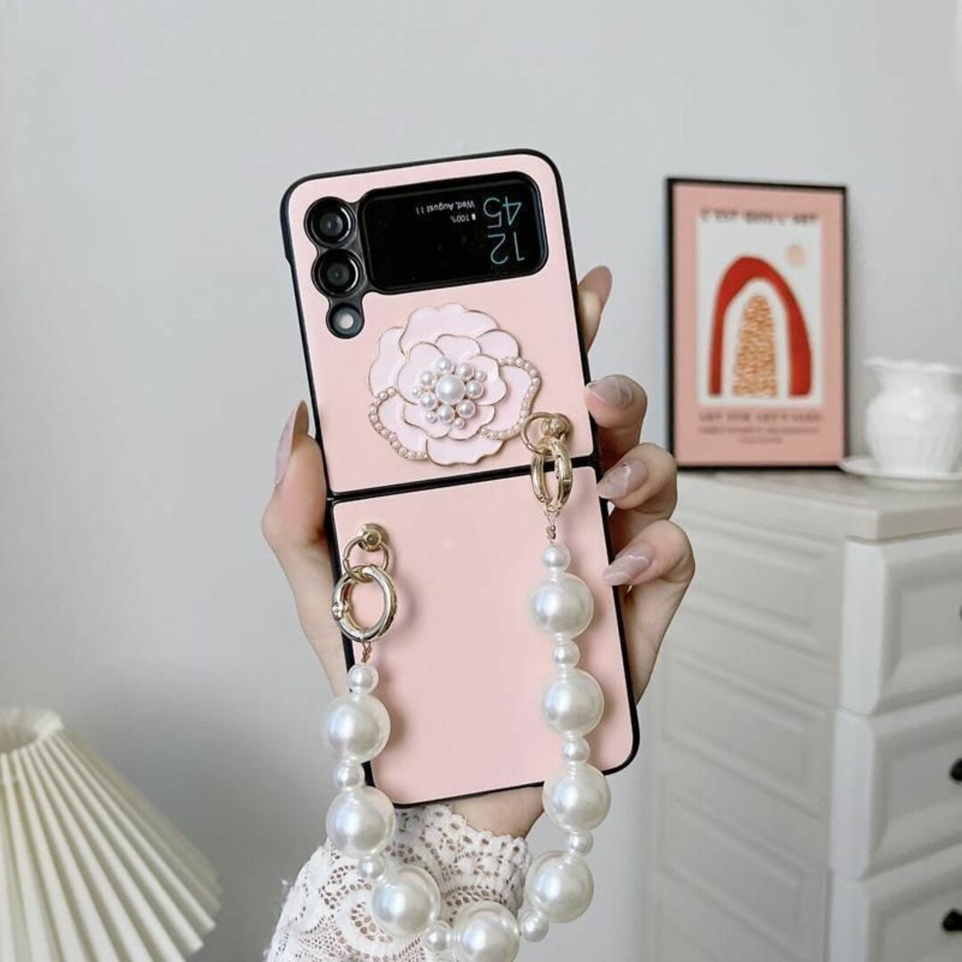 Galaxy Z Flip 4 折りたたみ 韓国 可愛い花柄 ストラップ 高級感 Galaxy Z Flip 4 折りたたみ 韓国 可愛い花柄 ストラップ 高級感