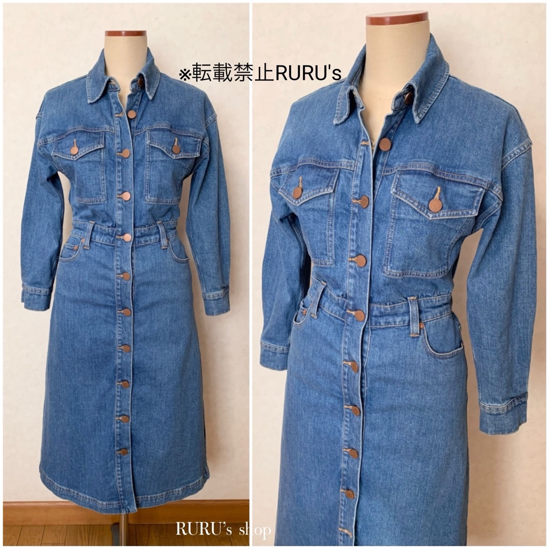 新品 alice+olivia 2way デニムシャツワンピース リベットボタン 新品 alice+olivia 2way デニムシャツワンピース リベットボタン