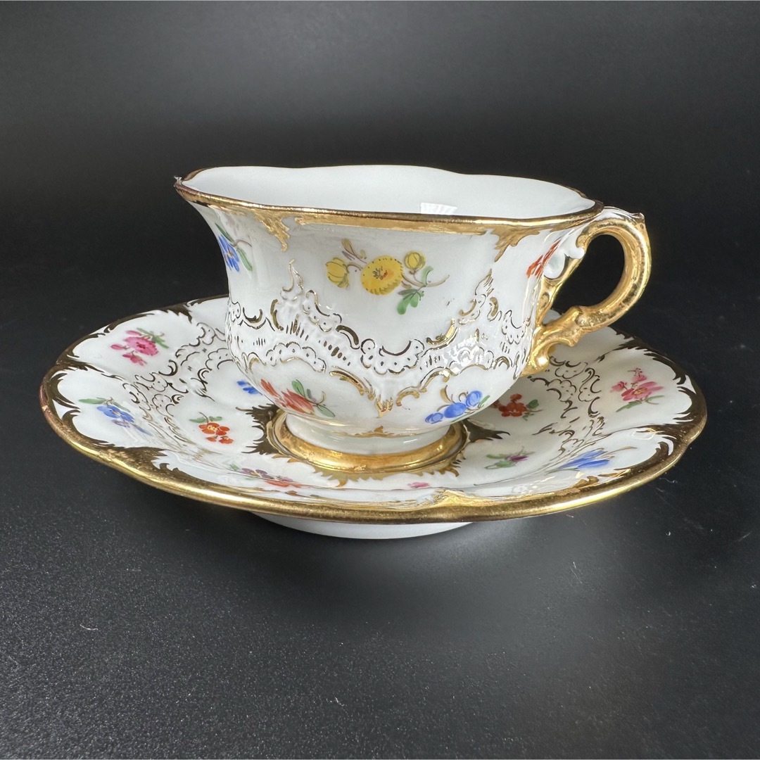 希少 マイセン Bフォーム 金彩 宮廷の小花 モカカップ&ソーサー 希少 マイセン Bフォーム 金彩 宮廷の小花 モカカップ&ソーサー