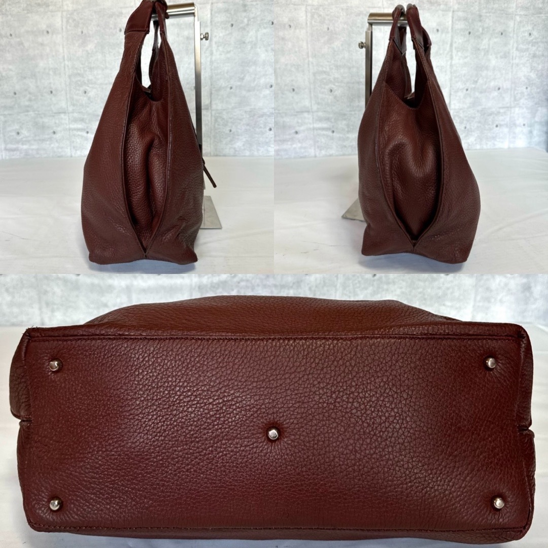 良品】MAURO GOVERNA レザー ボルドー シルバー金具 ハンドバッグ 良品】MAURO GOVERNA レザー ボルドー シルバー金具 ハンドバッグ
