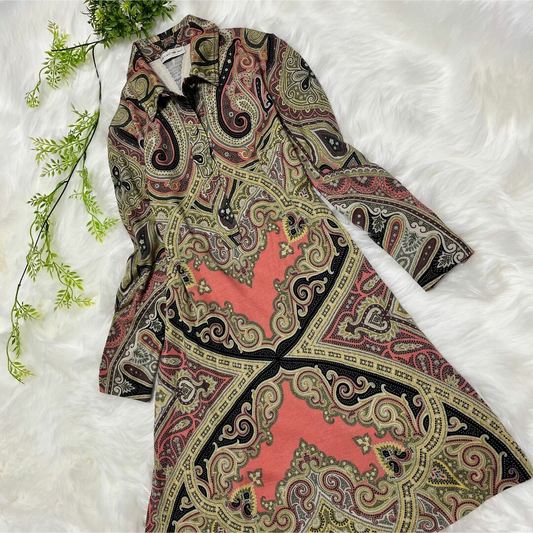 ETRO エトロ シャツ ロング ワンピース ペイズリー 総柄 42 ETRO エトロ シャツ ロング ワンピース ペイズリー 総柄 42