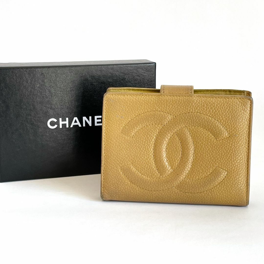 CHANEL シャネル キャビアスキン ココマーク コンパクト財布 CHANEL シャネル キャビアスキン ココマーク コンパクト財布