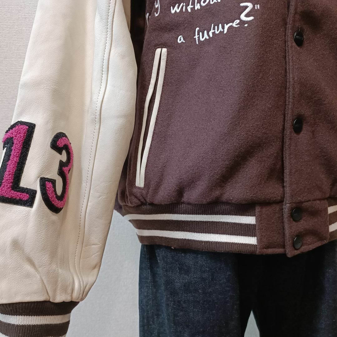 プリーチ(PREACH) ウール×レザー オーバーサイズブルゾン 白 プリーチ(PREACH) ウール×レザー オーバーサイズブルゾン 白