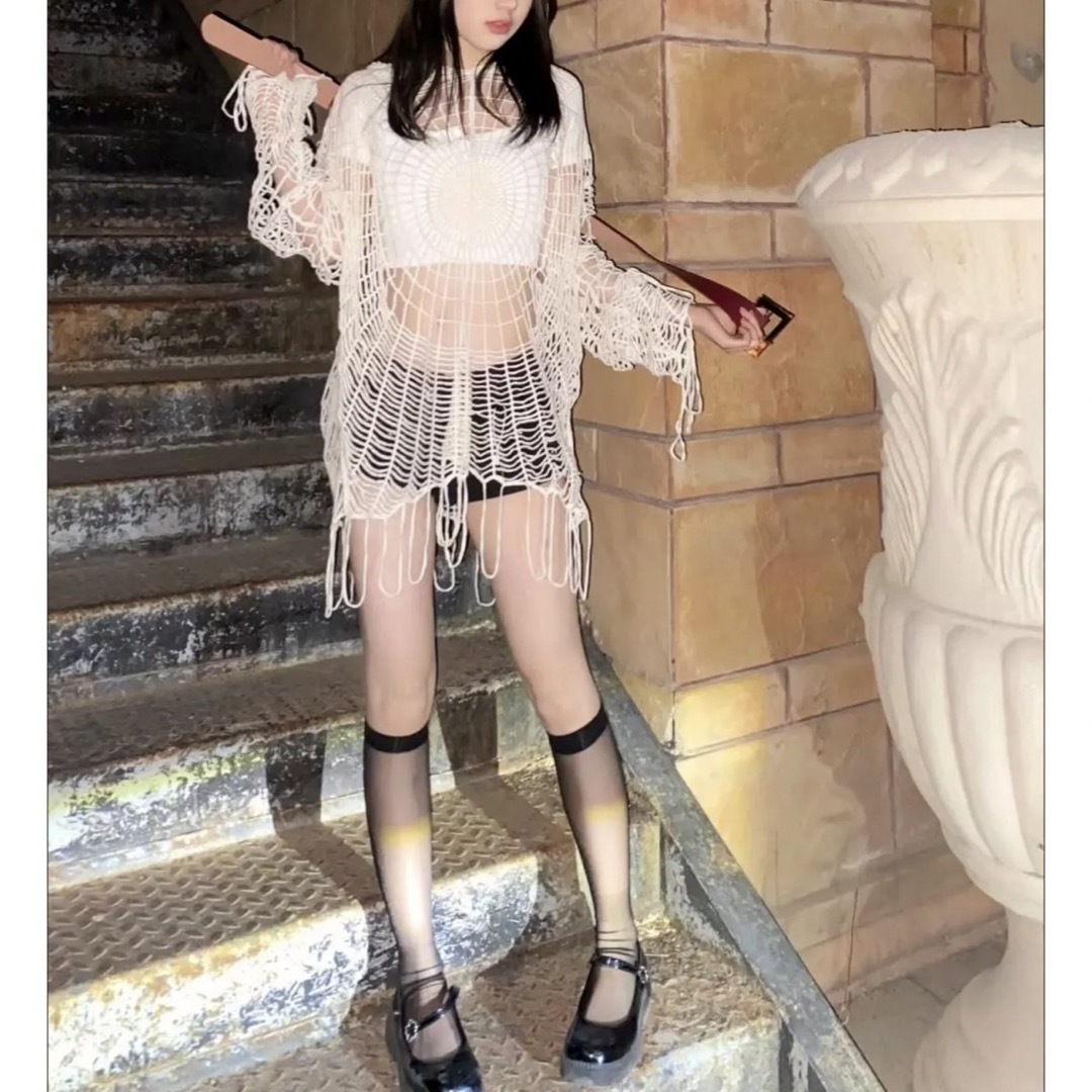 ♡【可愛い】メッシュニット S フーディー y2k スパイダーの通販 ♡【可愛い】メッシュニット S フーディー y2k スパイダーの通販
