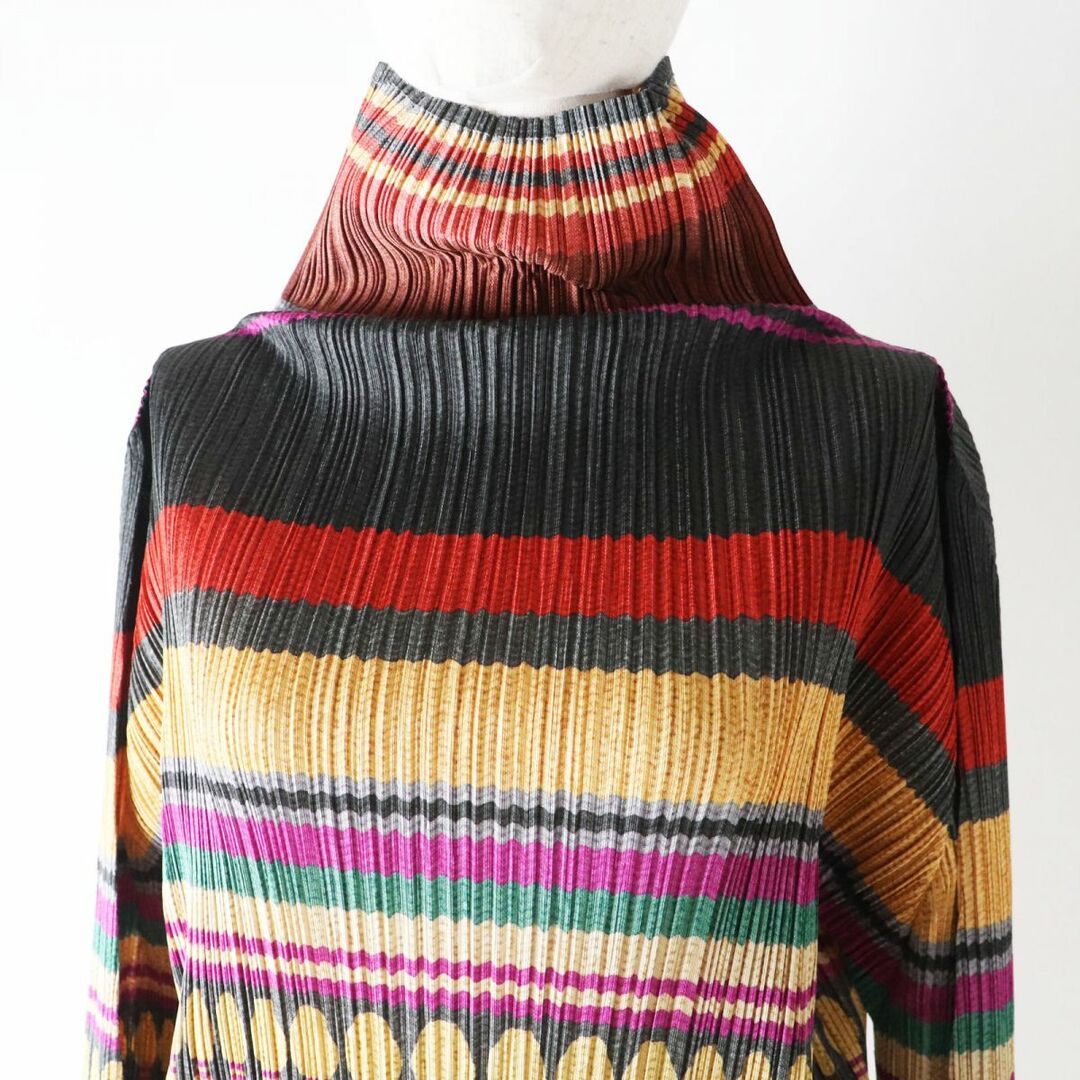 PLEATS PLEASE フラワー柄ハイネックカットソー長袖花オレンジ PLEATS PLEASE フラワー柄ハイネックカットソー長袖花オレンジ