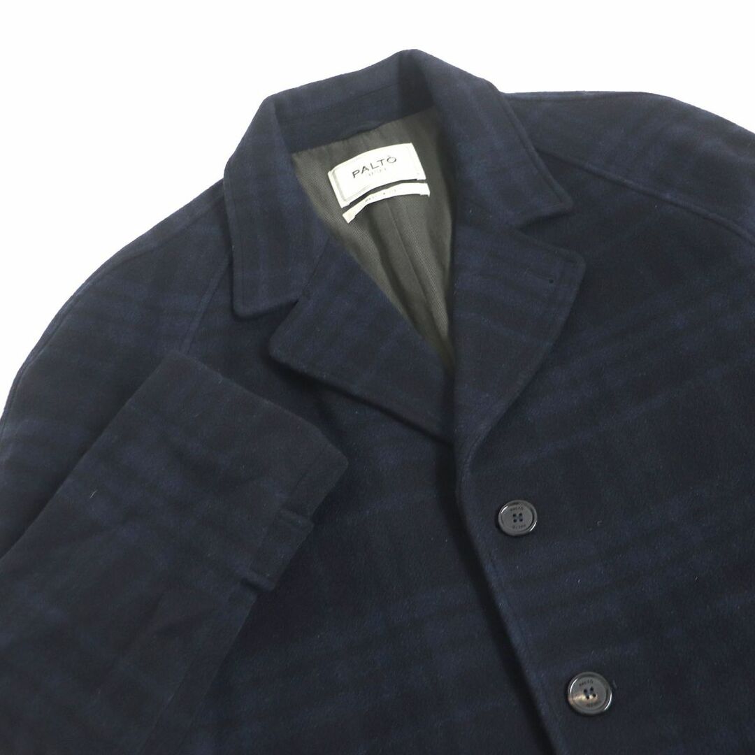 美品□PALTO/パルト チェック柄 ロゴボタン ウール チェスター 美品□PALTO/パルト チェック柄 ロゴボタン ウール チェスター