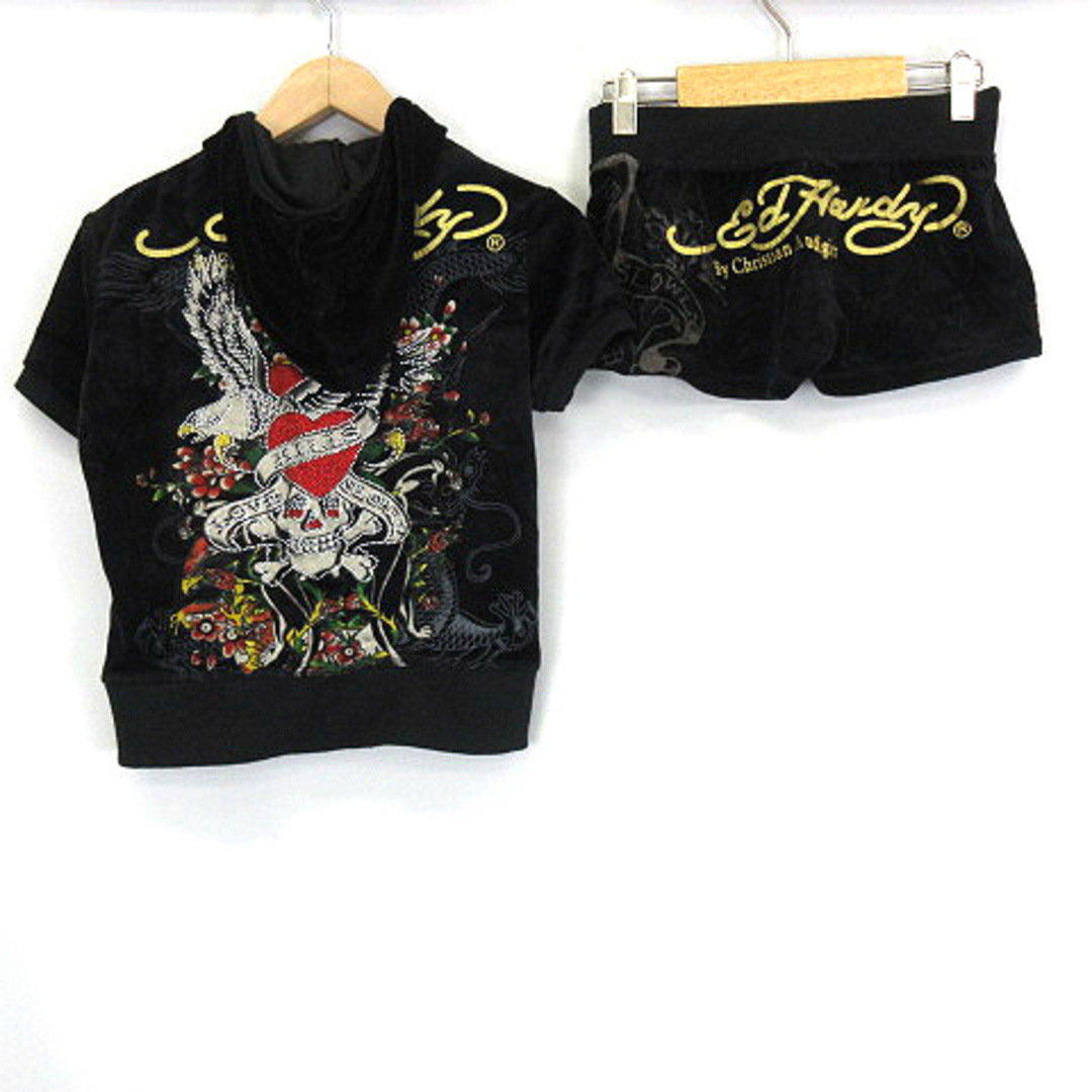 Ed Hardy - エドハーディー 半袖 ベロア ジャケット ショート Ed Hardy - エドハーディー 半袖 ベロア ジャケット ショート