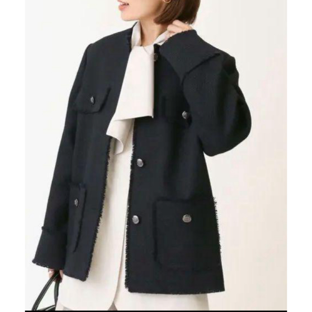 IENA &NAVY ノーカラーツイードジャケット IENA &NAVY ノーカラーツイードジャケット
