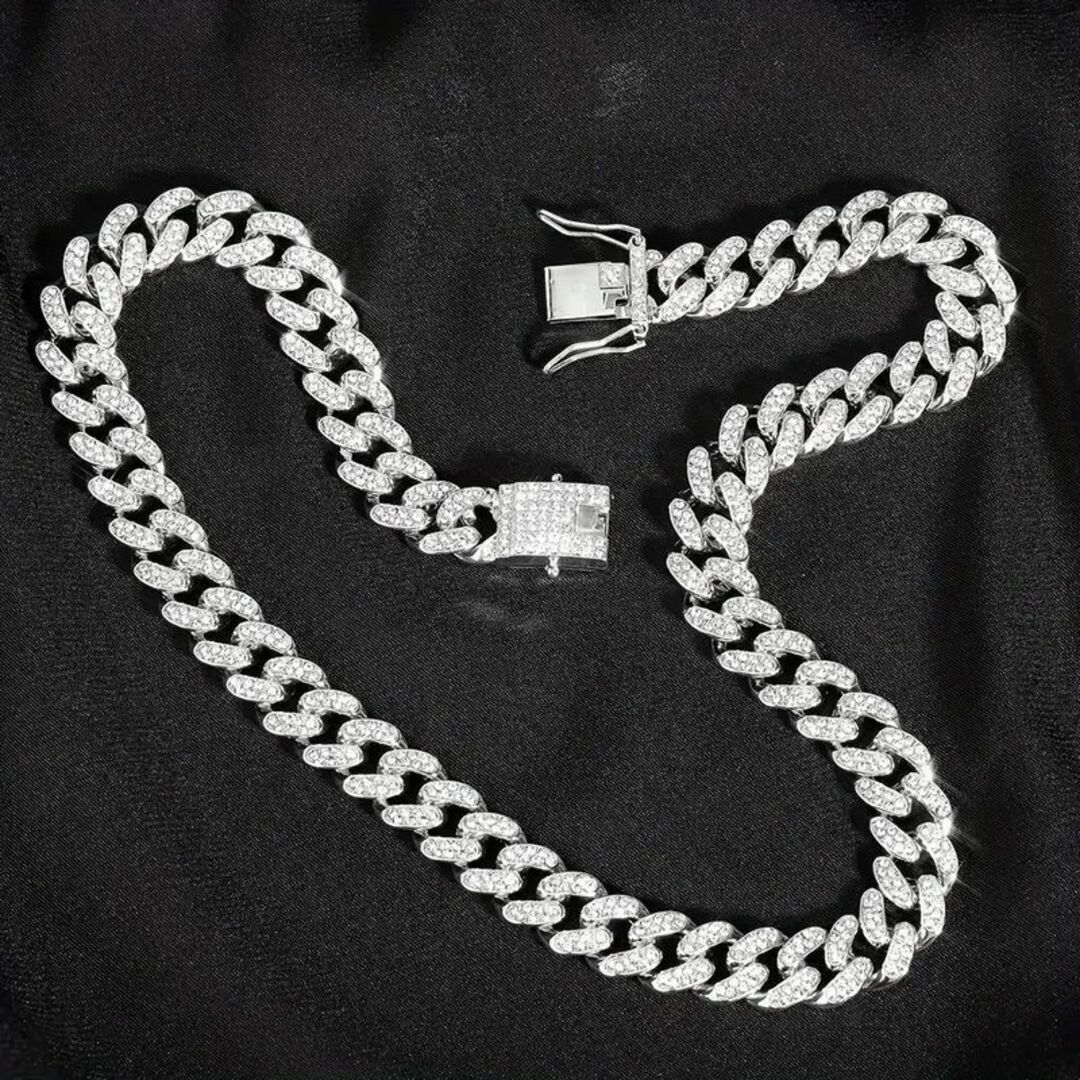 人工 ダイヤモンド チェーン 13mm シルバー 銀 アクセサリー 人工 ダイヤモンド チェーン 13mm シルバー 銀 アクセサリー