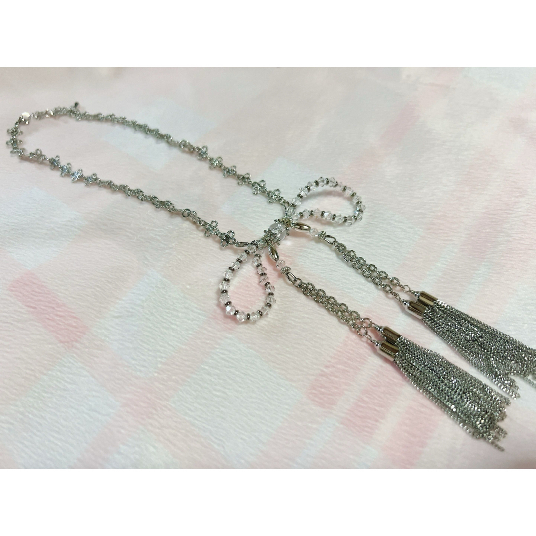 最終値下げcrystal ribbon chain necklace 2024 最終値下げcrystal ribbon chain necklace 2024