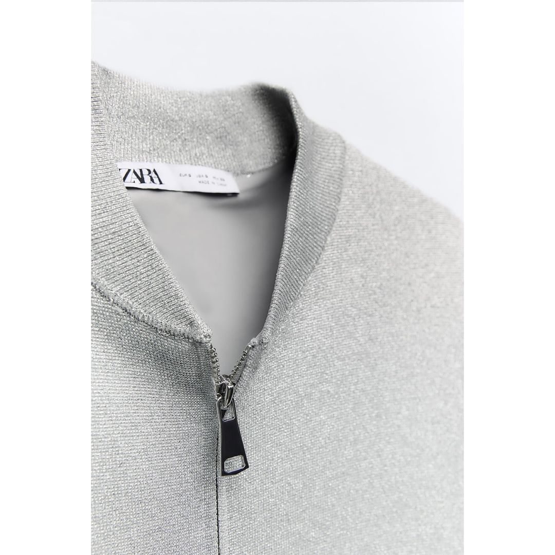 ZARA - ZARA ザラ メタリックスレッド ニット ボンバー ZARA - ZARA ザラ メタリックスレッド ニット ボンバー