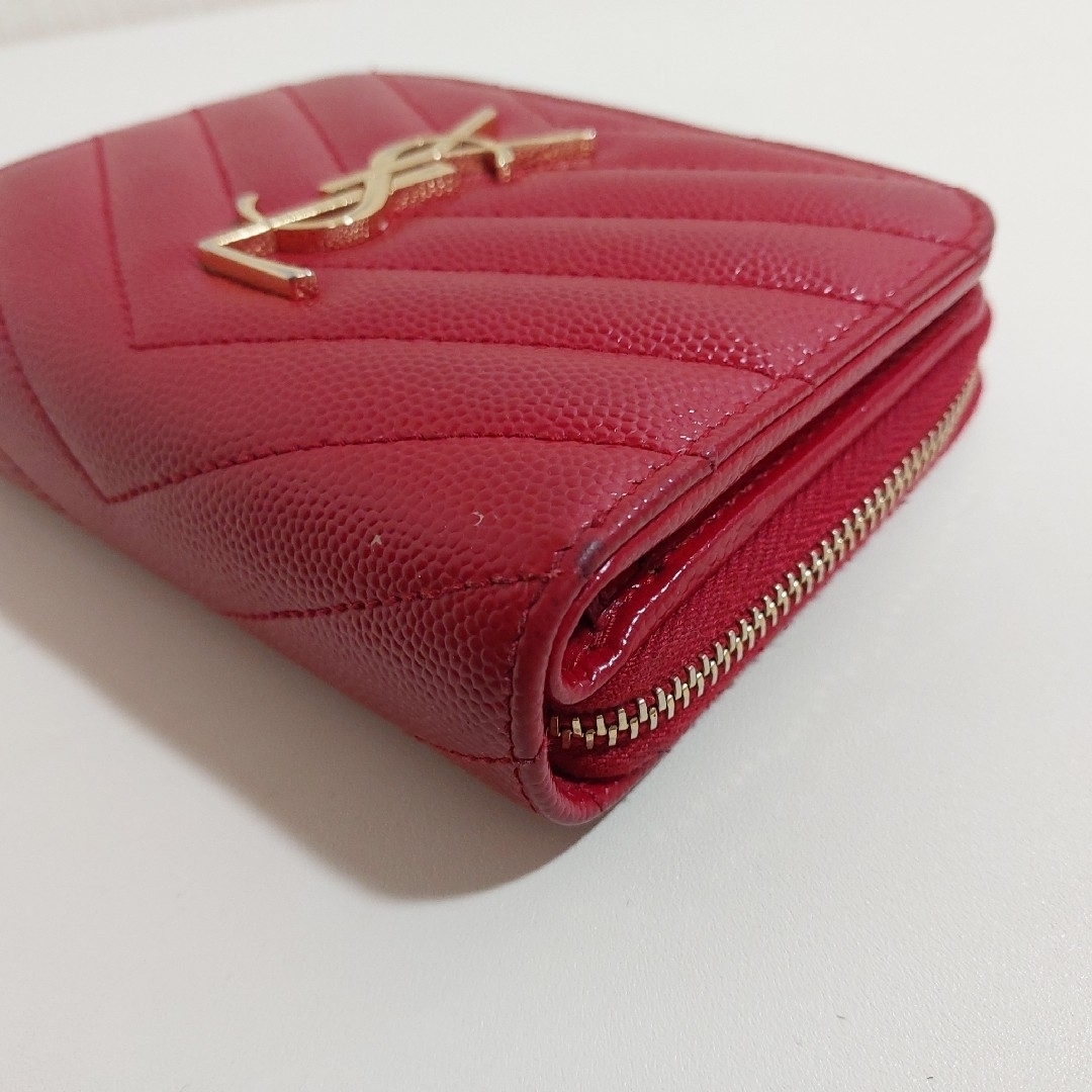 サンローラン YSL コンパクトジップ財布 グレインレザー レッド サンローラン YSL コンパクトジップ財布 グレインレザー レッド