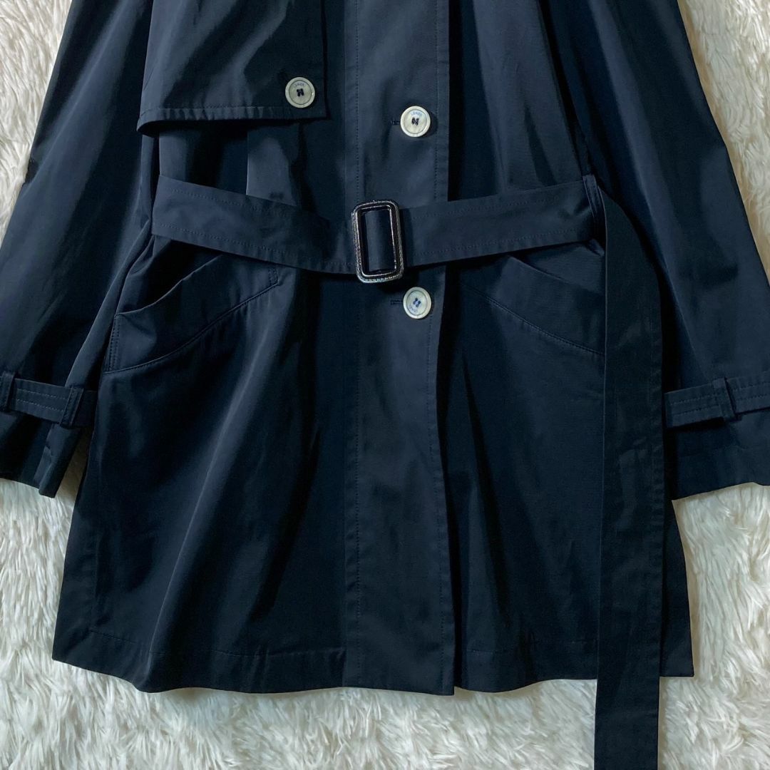 美品 LENER レネール トレンチコート ベルト付き ネイビー 36 S 美品 LENER レネール トレンチコート ベルト付き ネイビー 36 S