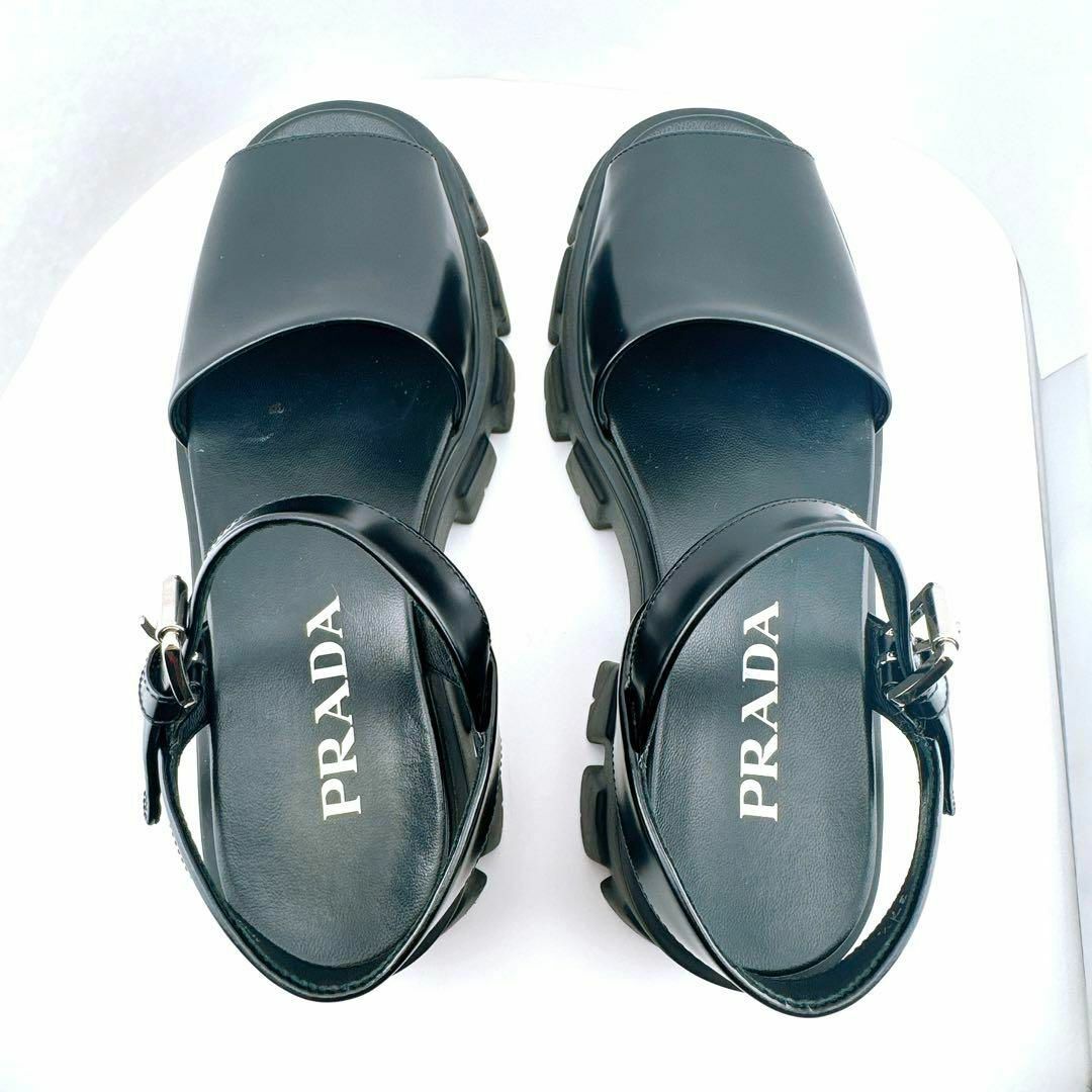 美品◇プラダ PRADA モノリスレザーサンダル36 美品◇プラダ PRADA モノリスレザーサンダル36