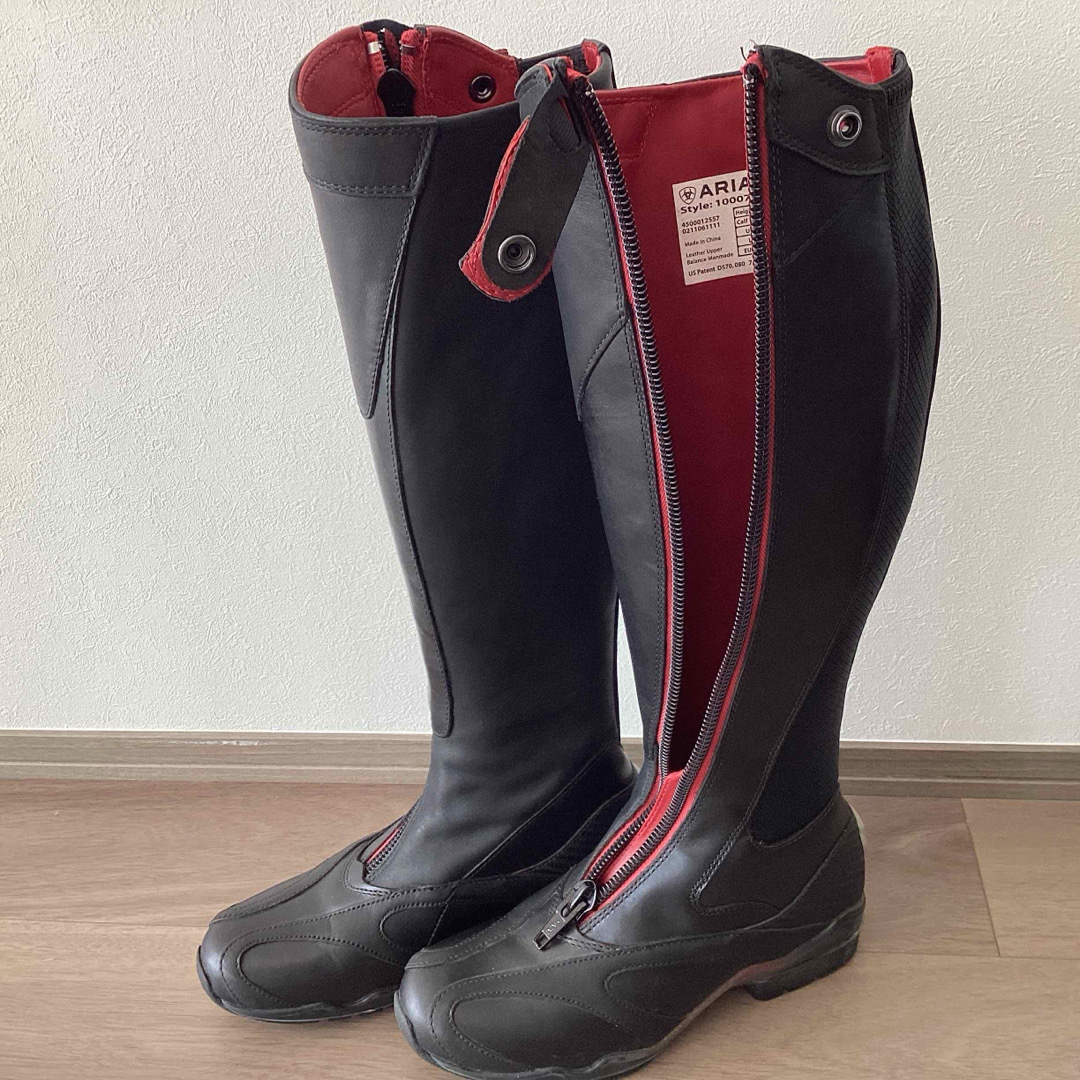 ARIAT アリアト 乗馬用ブーツ 長靴 ブラック&赤 24.5cm 長身者向 ARIAT アリアト 乗馬用ブーツ 長靴 ブラック&赤 24.5cm 長身者向