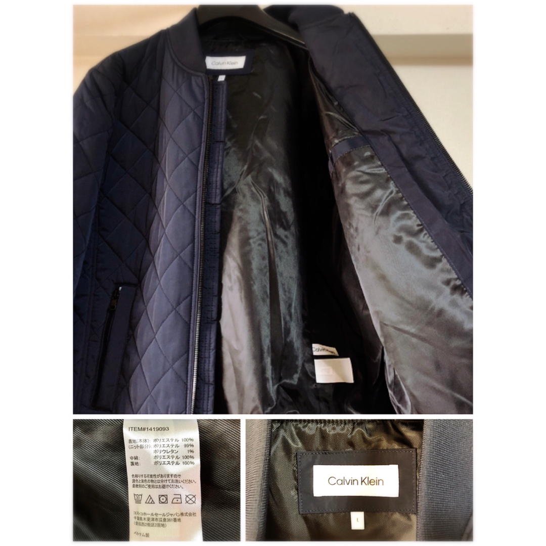 新品タグ付き】Calvin Klein MA-1キルティングジャケット 紺 L 新品タグ付き】Calvin Klein MA-1キルティングジャケット 紺 L