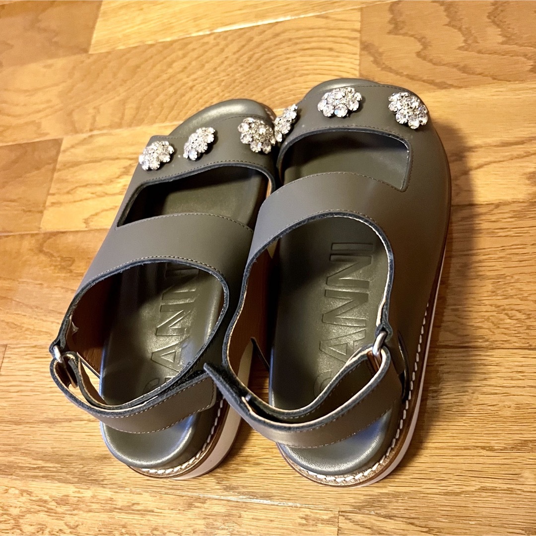 Drawer - 【未使用美品】GANNI ガニー サンダル グレー 36の通販 Drawer - 【未使用美品】GANNI ガニー サンダル グレー 36の通販