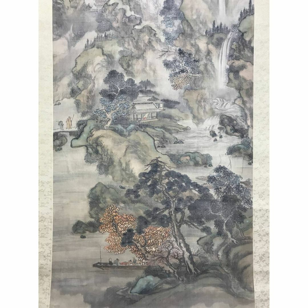 模写/谷文晁/寿山幽居図/山水図/山水人物図/掛軸☆宝船☆AE-427 模写/谷文晁/寿山幽居図/山水図/山水人物図/掛軸☆宝船☆AE-427