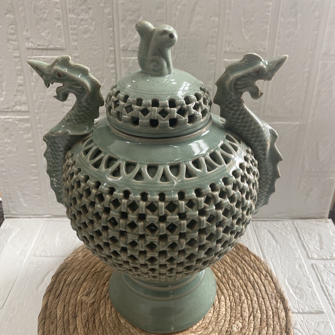 骨董品 香炉 お香 石彫 龍 (海岩 香炉 青磁 龍 焼物 飾り物 骨董品 香炉 お香 石彫 龍 (海岩 香炉 青磁 龍 焼物 飾り物