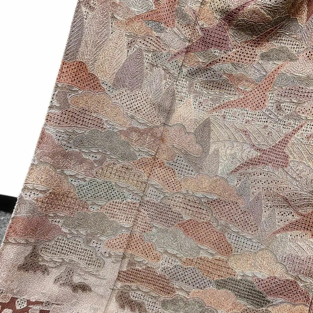 スワトウ刺繍 鳥 松 色紙模様 訪問着 着物 033wの通販 by スワトウ刺繍 鳥 松 色紙模様 訪問着 着物 033wの通販 by
