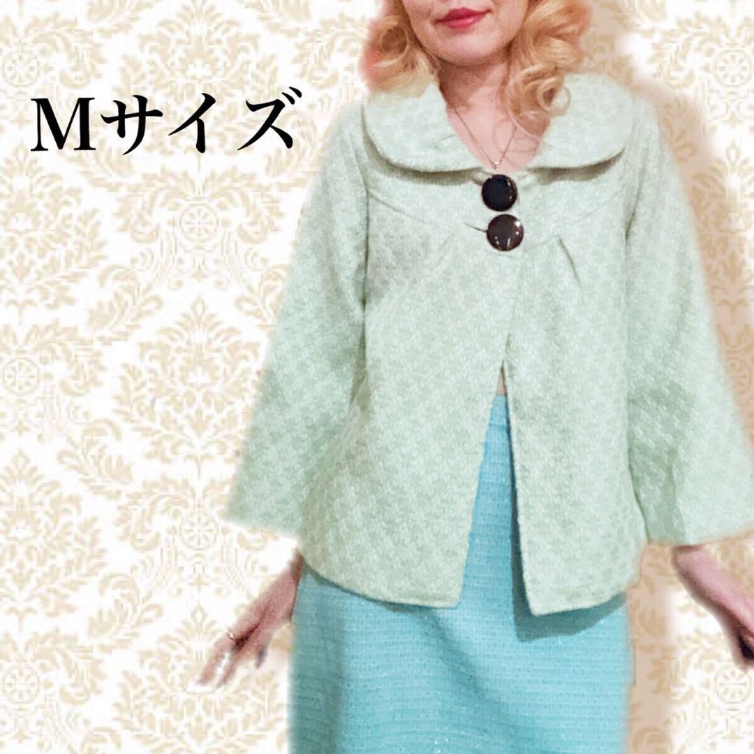 新品】レトロ ラメ入り*ツイード*Aライン*ジャケット コート 新品】レトロ ラメ入り*ツイード*Aライン*ジャケット コート