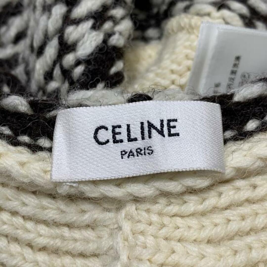 CELINE(セリーヌ) ニット帽 - アイボリー×ダークブラウン ウール CELINE(セリーヌ) ニット帽 - アイボリー×ダークブラウン ウール