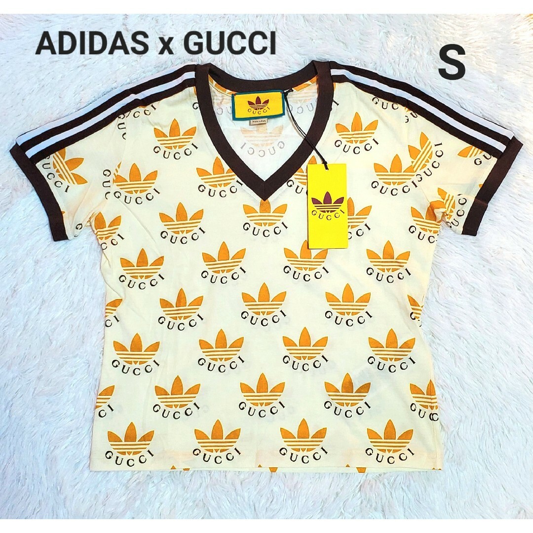 GUCCI X ADIDAS コラボ Trefoil プリント Tシャツ S GUCCI X ADIDAS コラボ Trefoil プリント Tシャツ S