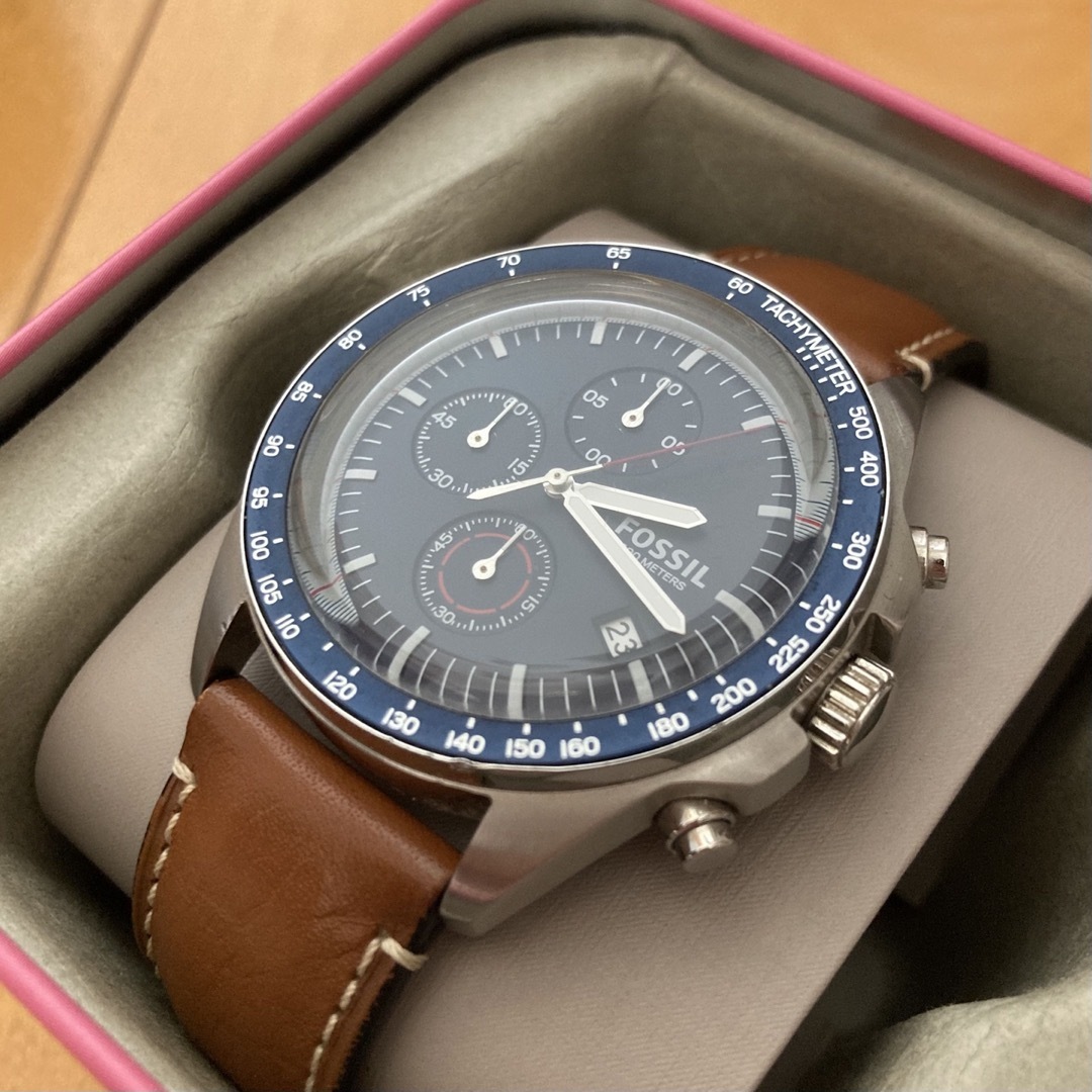 未使用】FOSSIL オートマティック むさくるしい ダークネイビー 未使用】FOSSIL オートマティック むさくるしい ダークネイビー