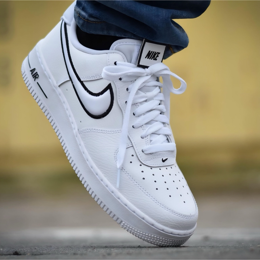NIKE Air Force 1 White Black Outline Swoosh by Flamingo s SHOP