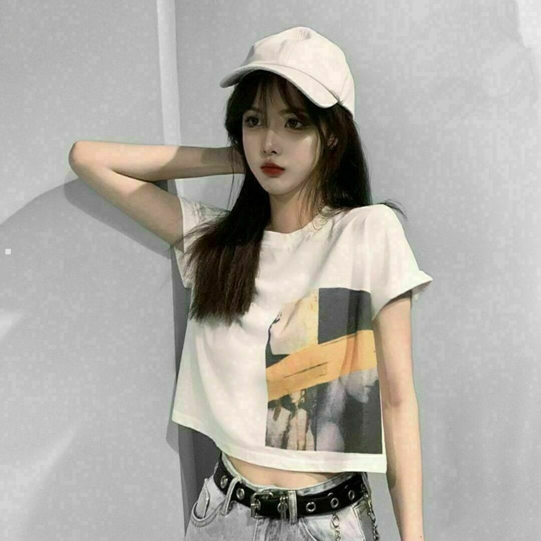 レディース クロップド丈 ショート丈 トップス *白 Tシャツ レディース クロップド丈 ショート丈 トップス *白 Tシャツ