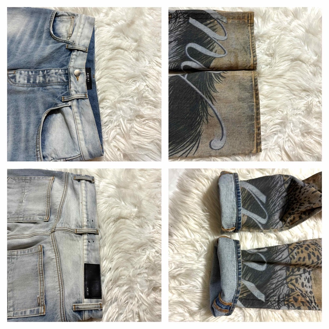 AMIRI - 本物 極美品 アミリ レザーパッチ サファリ×チーター AMIRI - 本物 極美品 アミリ レザーパッチ サファリ×チーター