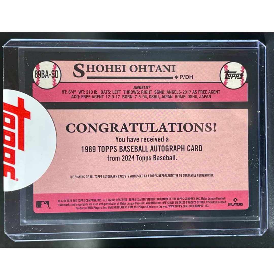 Topps - 2024 Topps Baseball 大谷翔平 直筆サインカード 1989の Topps - 2024 Topps Baseball 大谷翔平 直筆サインカード 1989の