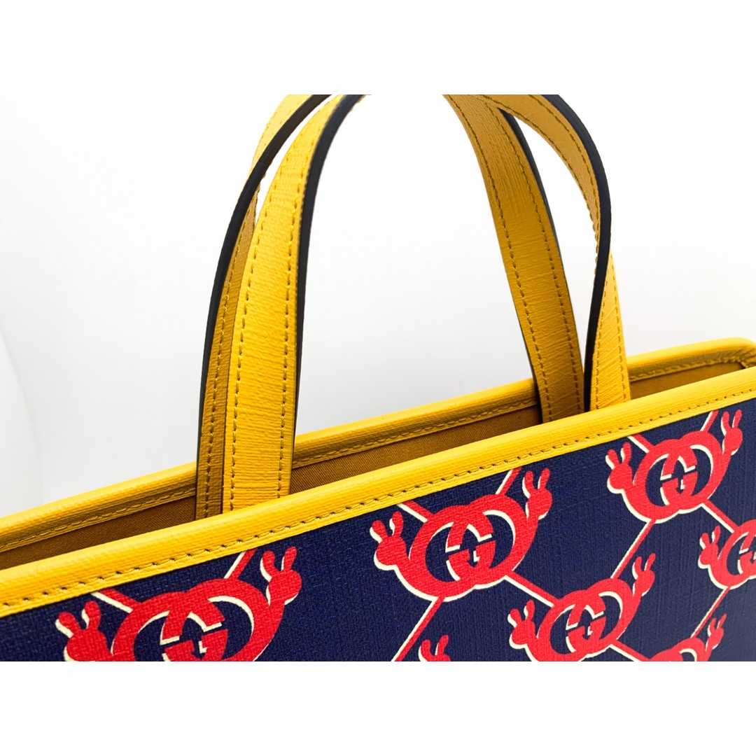 GUCCI - GUCCI グッチ 605614 ネイビー×イエロー×レッド 黄 赤 GUCCI - GUCCI グッチ 605614 ネイビー×イエロー×レッド 黄 赤