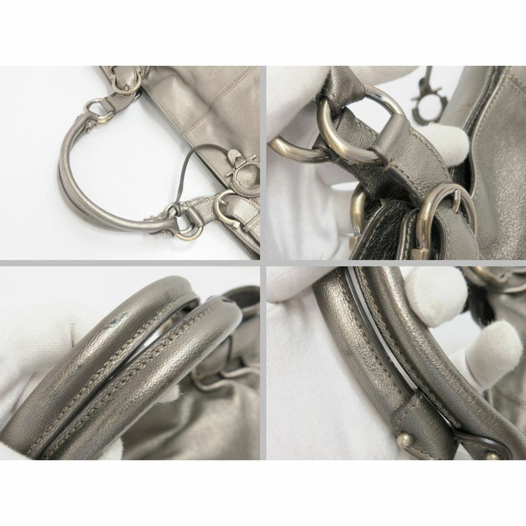 フェラガモ トートバッグ レザー シルバーグレー系 18683114 フェラガモ トートバッグ レザー シルバーグレー系 18683114