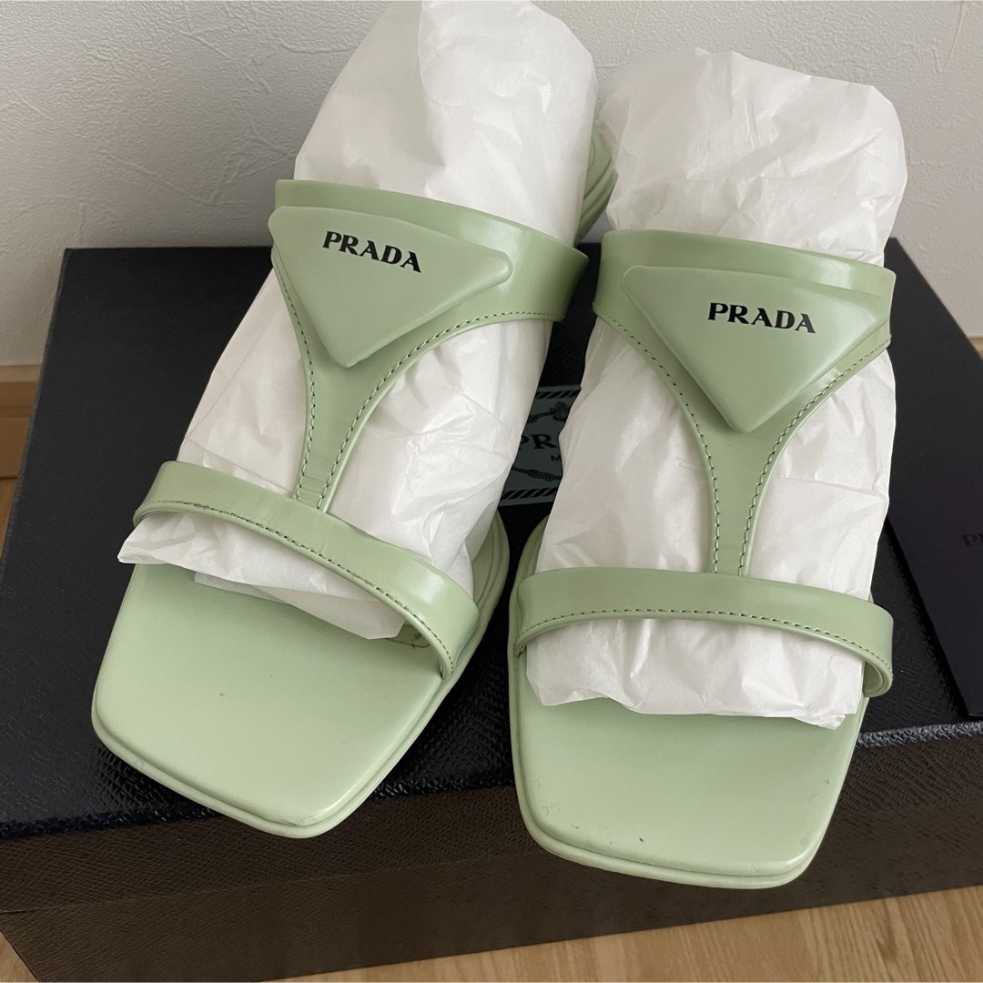 PRADA - PRADA プラダ サンダル ミュール トライアングルロゴの PRADA - PRADA プラダ サンダル ミュール トライアングルロゴの