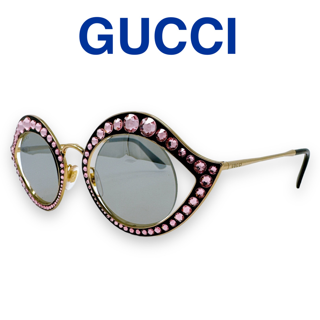 GUCCI - グッチ GG0046S サングラス ゴールドフレーム ピンク GUCCI - グッチ GG0046S サングラス ゴールドフレーム ピンク