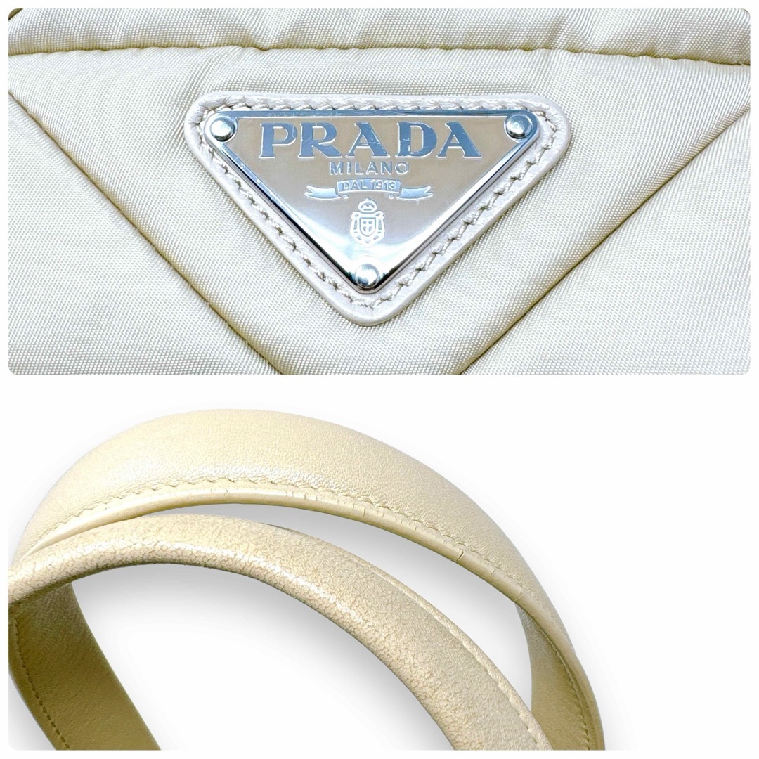 PRADA - プラダ 1BG373 リナイロン パデッド ベージュ ハンド PRADA - プラダ 1BG373 リナイロン パデッド ベージュ ハンド